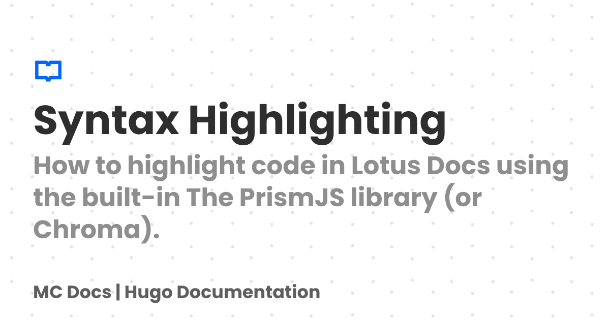 Syntax Highlighting | MC Docs