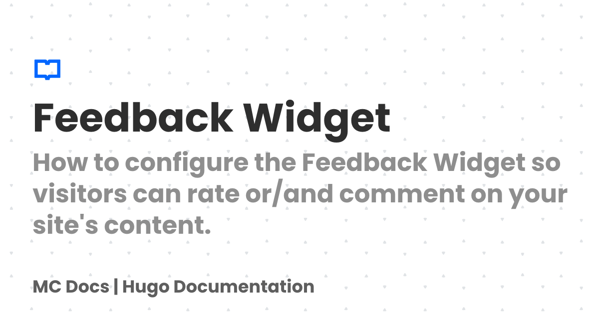 Feedback Widget | MC Docs