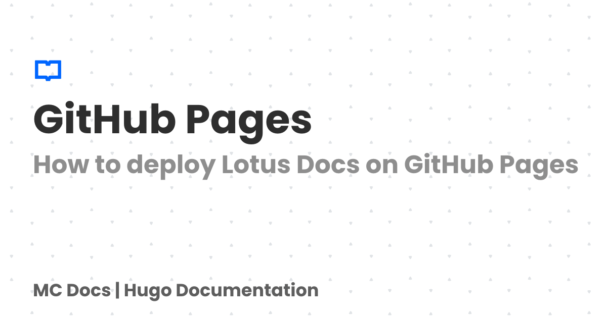 GitHub Pages | MC Docs